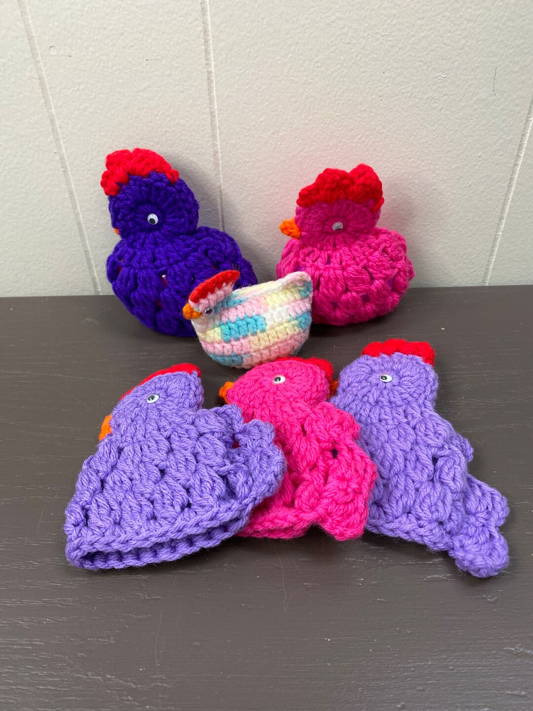 Lot of 6 Grannies Knitted Easter Egg Covers Hen Chick - Etsy