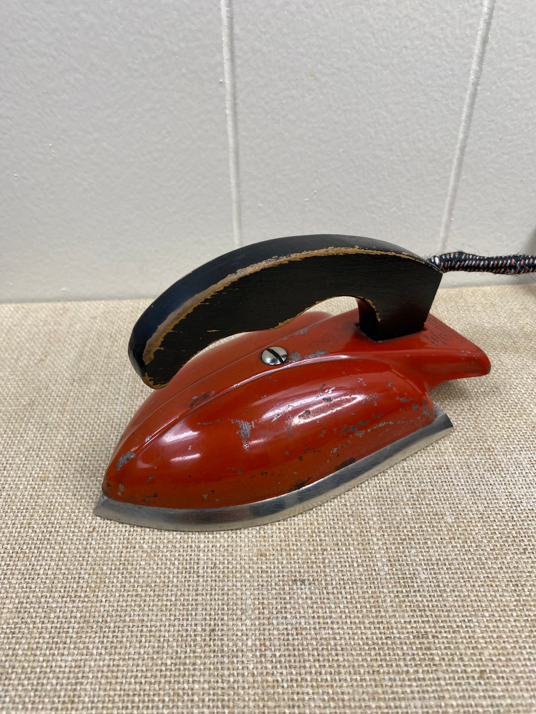 Vintage Sunny Suzy Realistic Red Electric Toy Metal Iron With Wood ...