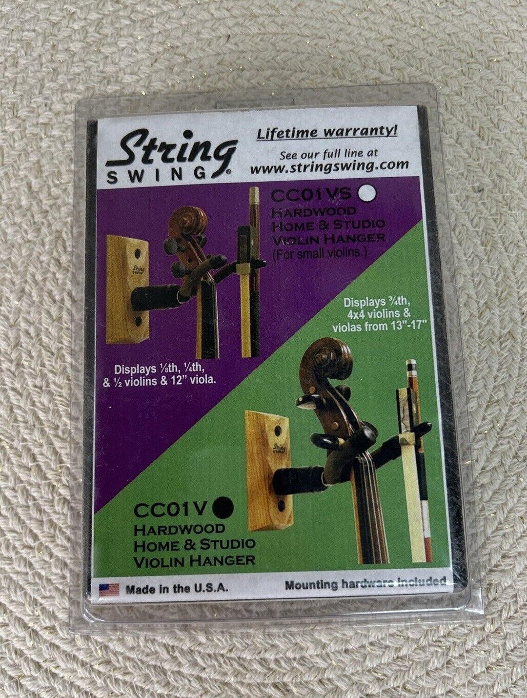 String Swing Violin Wall Hanger Hardwood Oak Home Studio Mount Bow ...