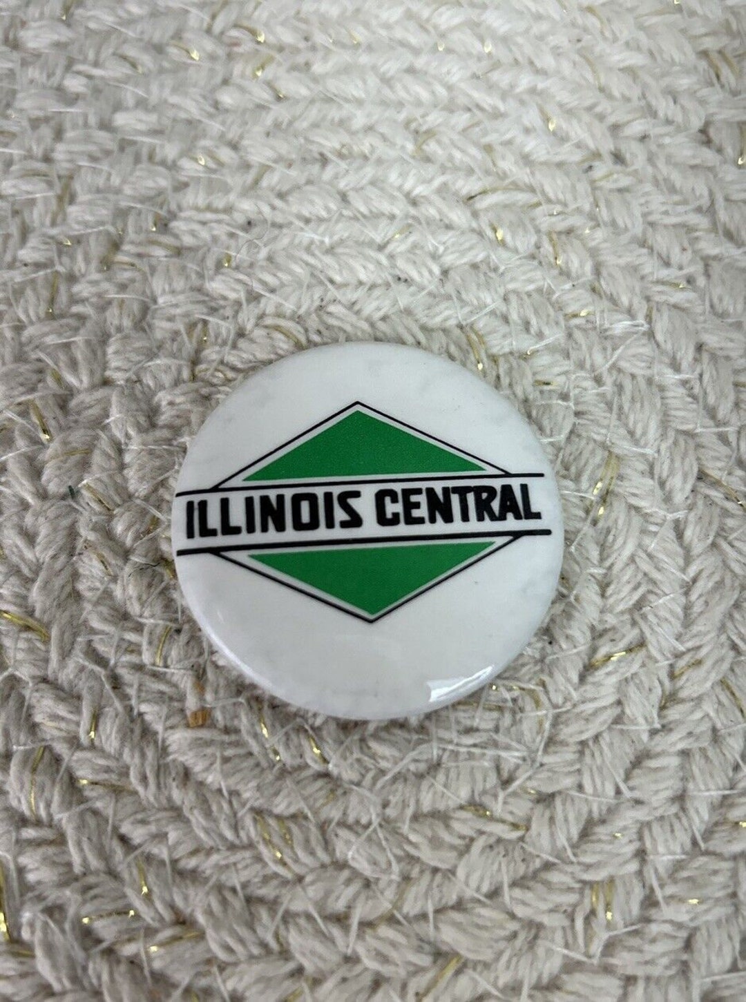 Illinois Central Railroad Pinback Button Advertising Badge Pin Vintage ...