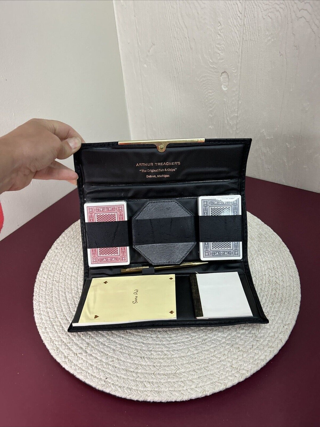 Vintage Arthur Treachers Detroit Card Set Two Playing Cards Score Pad 6 ...