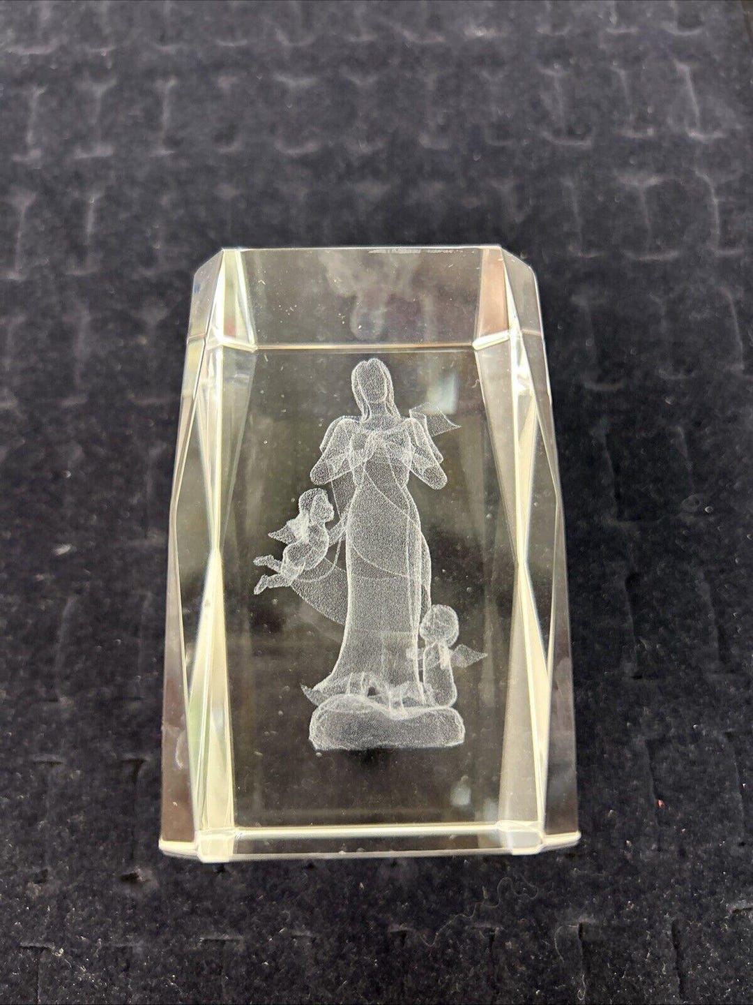 3D Laser Etched Crystal Glass Cube Angel With Cherubs Paperweight - Etsy