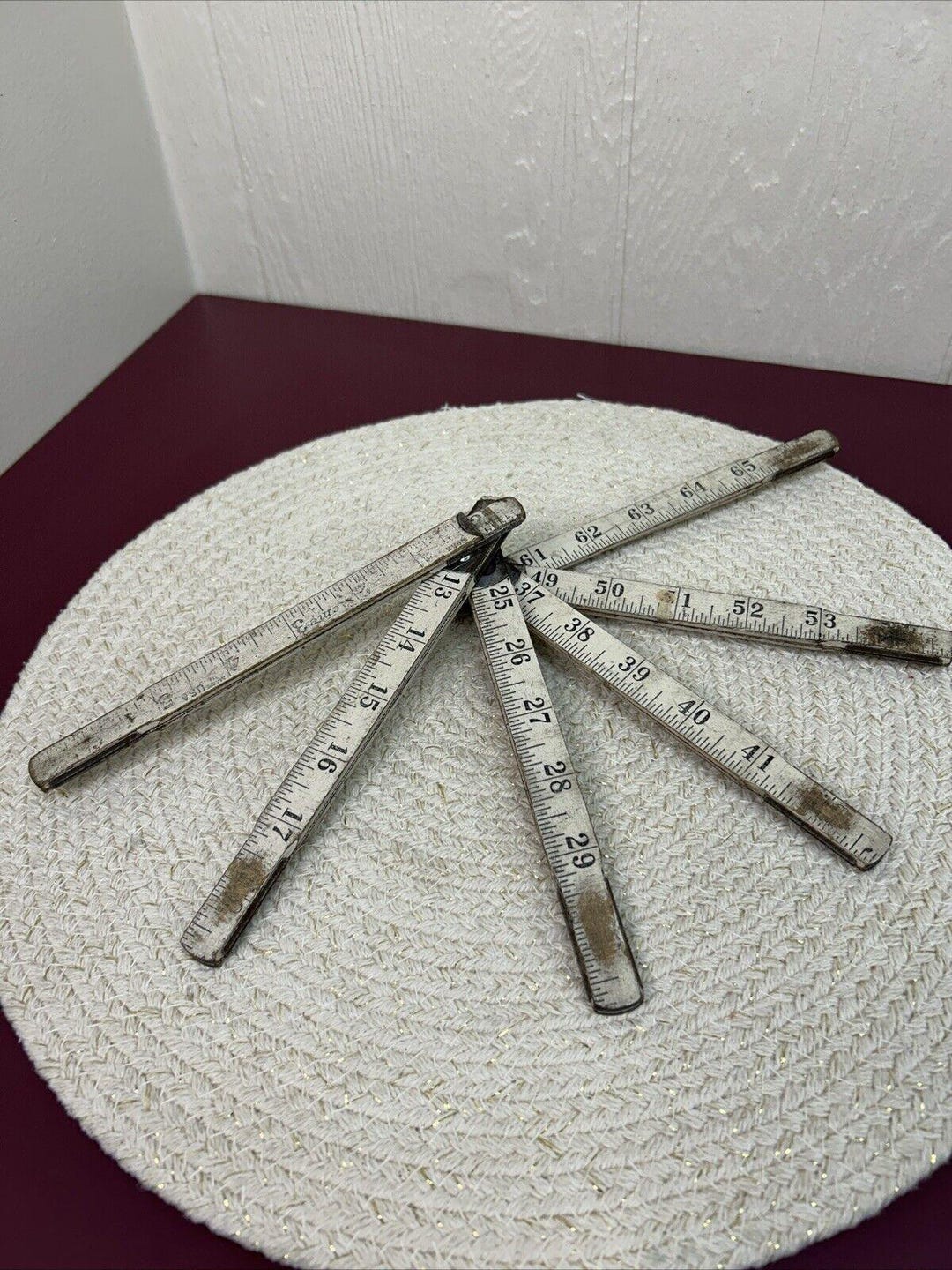 Vintage Folding Acme Extension Ruler Wood With Metal Joints Made in USA ...