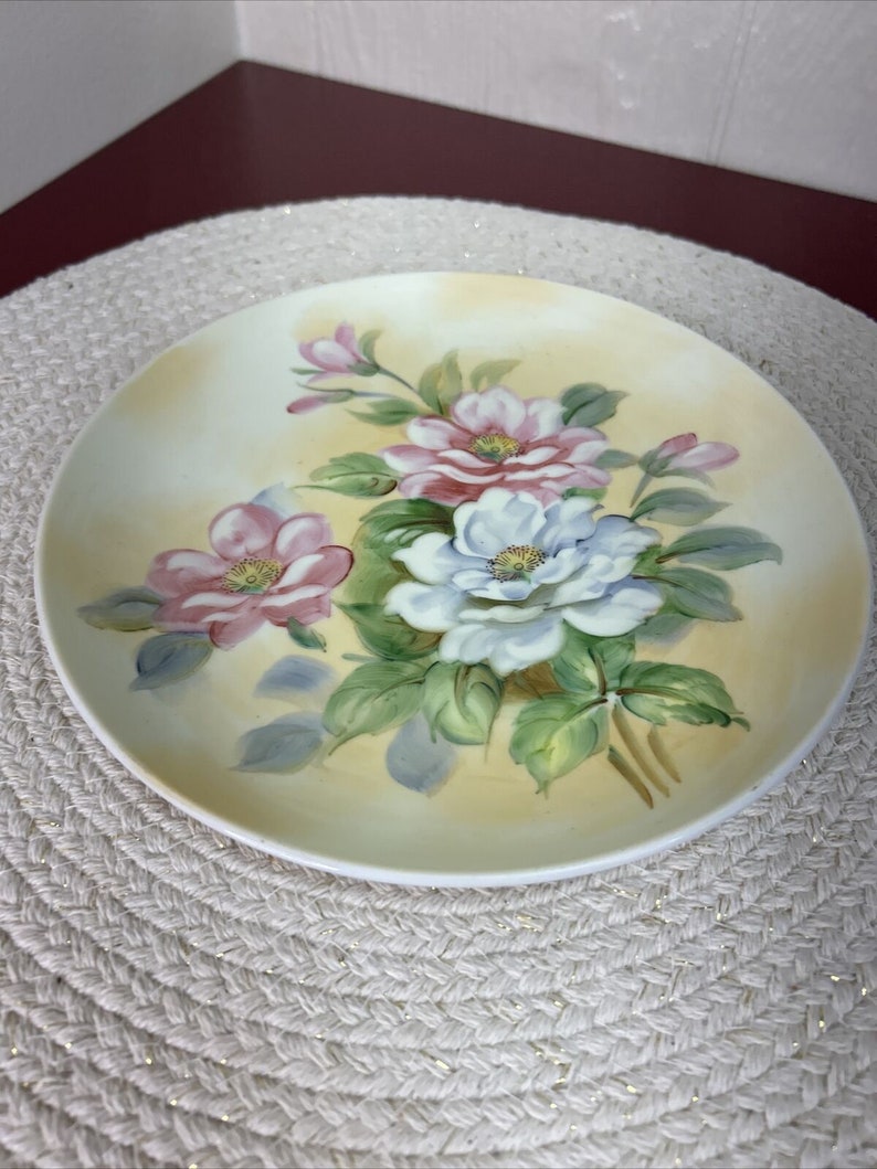 Vintage Lefton Porcelain China Plate SL5936 Pink Blue Hand Painted ...