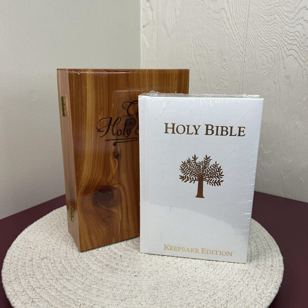Holy Bible Memorial Edition Concordance KJV in Wooden Cedar Box Bible ...