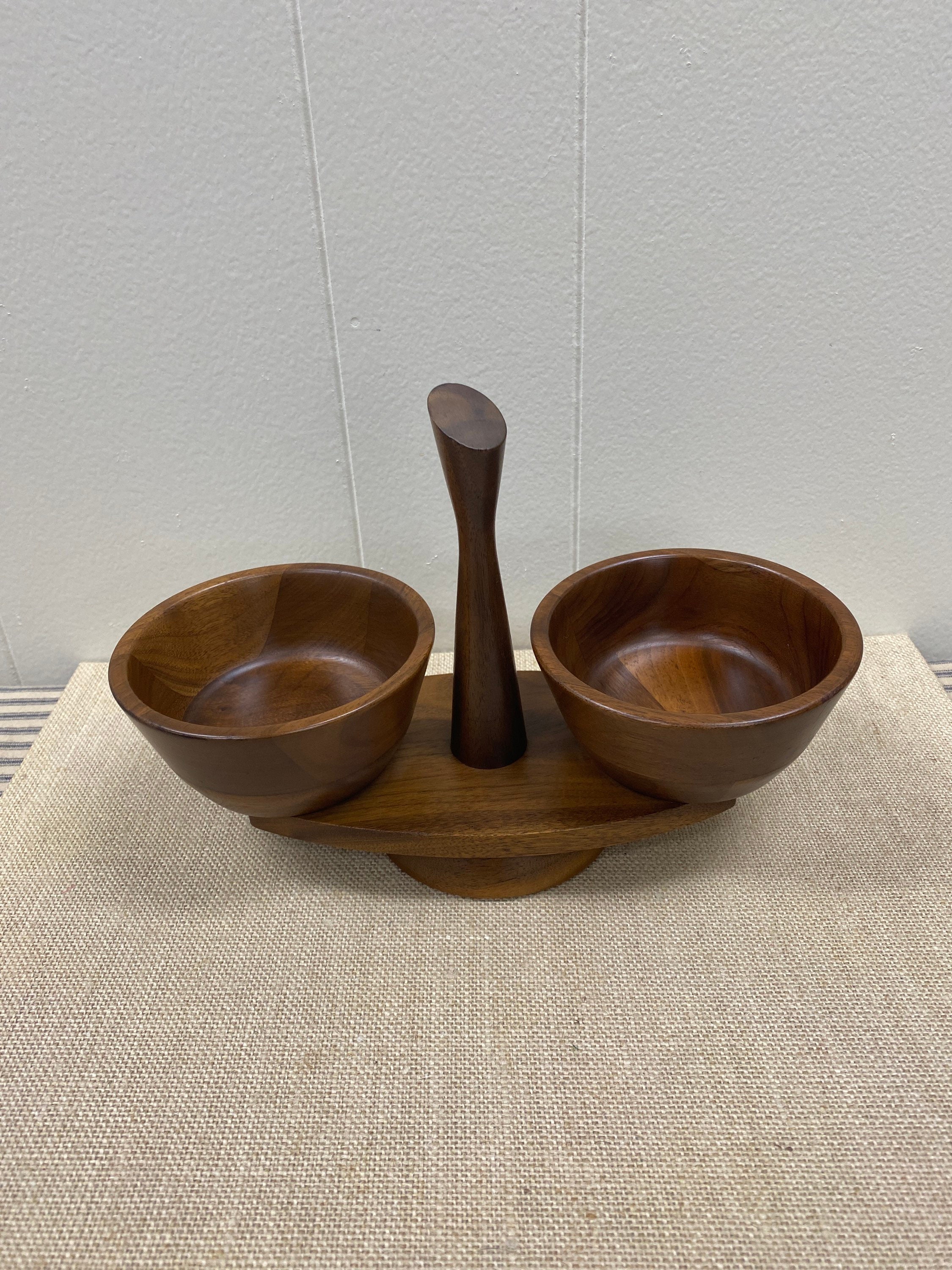 Mid-century Kustom Kraft Solid Walnut Condiment Server on Swivel Base ...
