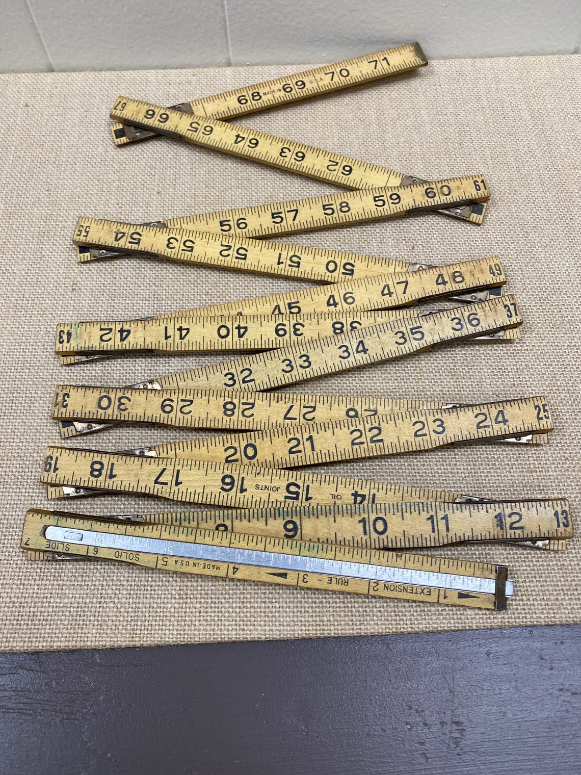 Vintage Folding Champion Extension Ruler Wood With Metal Joints Made in ...