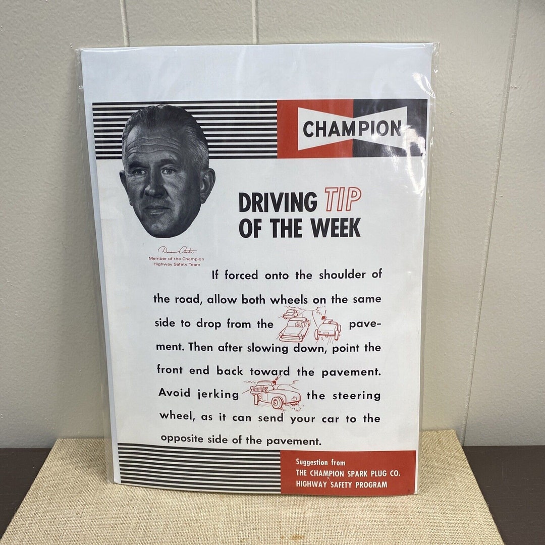 Vintage Champion Spark Plug Poster With Duane Carter Driving Tip Poster ...