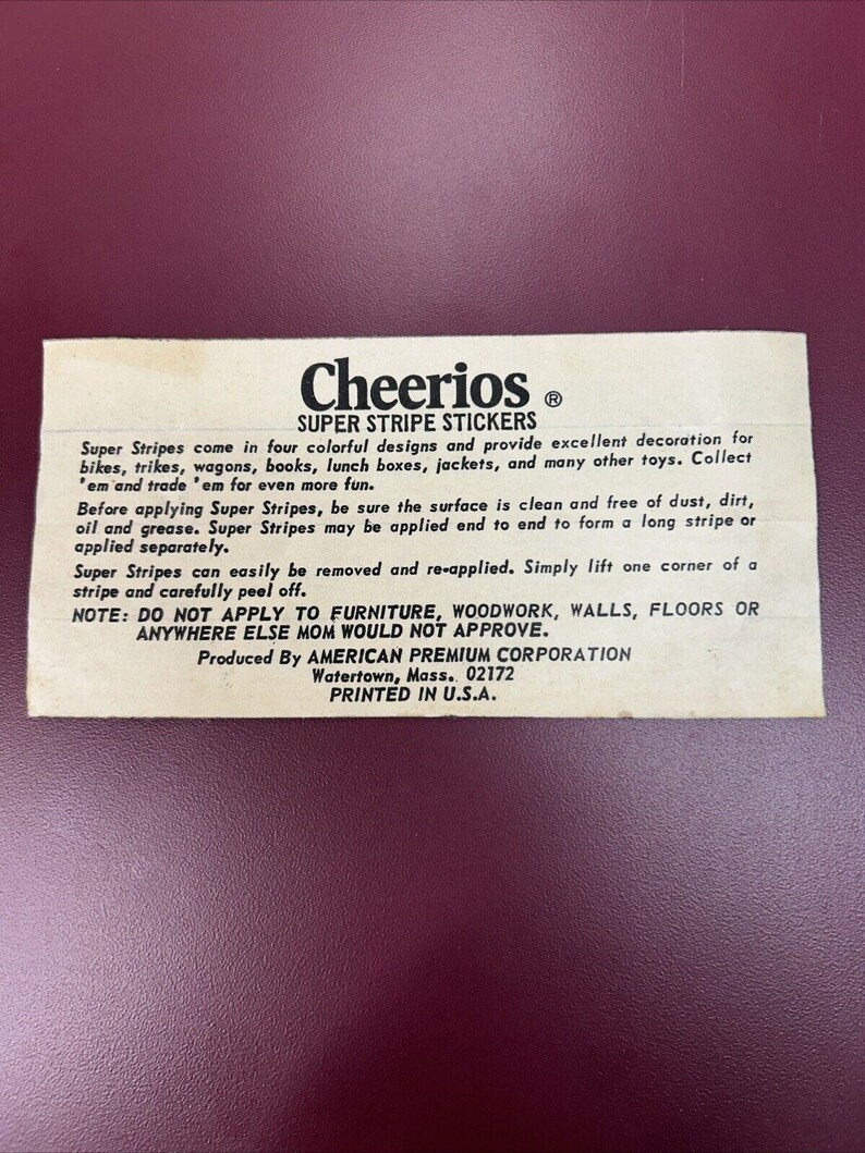 Vtg Cheerios Cereal Box Super Stripe Stickers Lightning Bolt Decals - Etsy