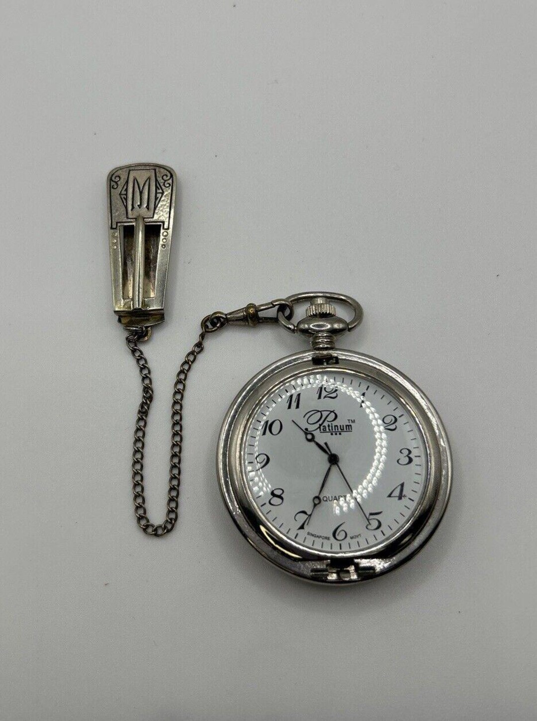 Wolverine Clip W/ Pocket Watch Fob Silver Plated 6 Belt Loop Chain M ...