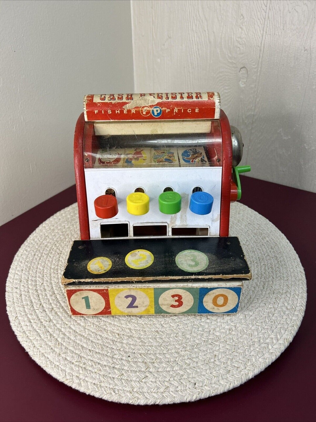 Vintage Fisher Price 1960s Wood Cash Register Nursery Rhyme Working ...