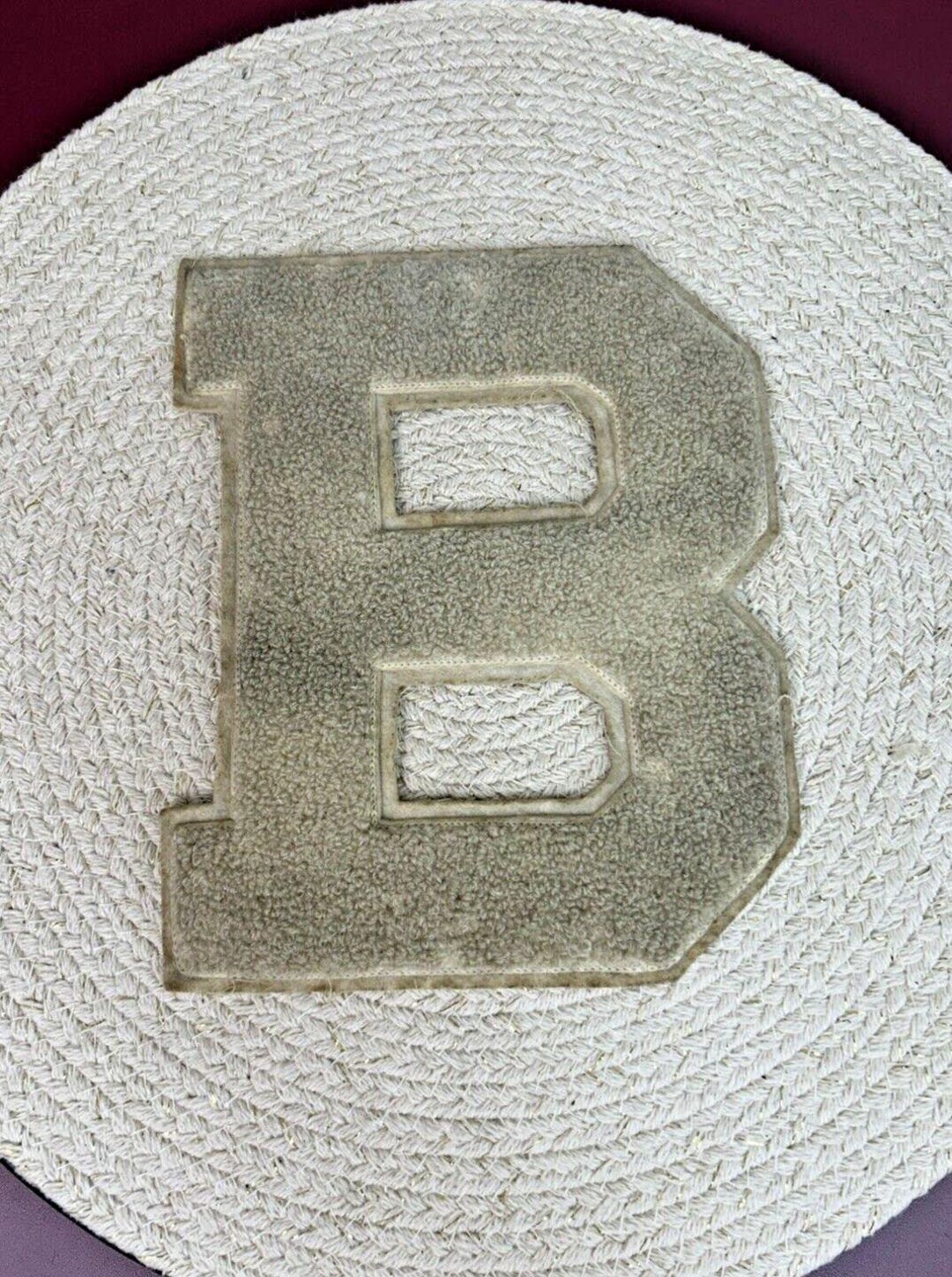 Antique Letterman Jacket Varsity Patch Letter B off White 8 - Etsy