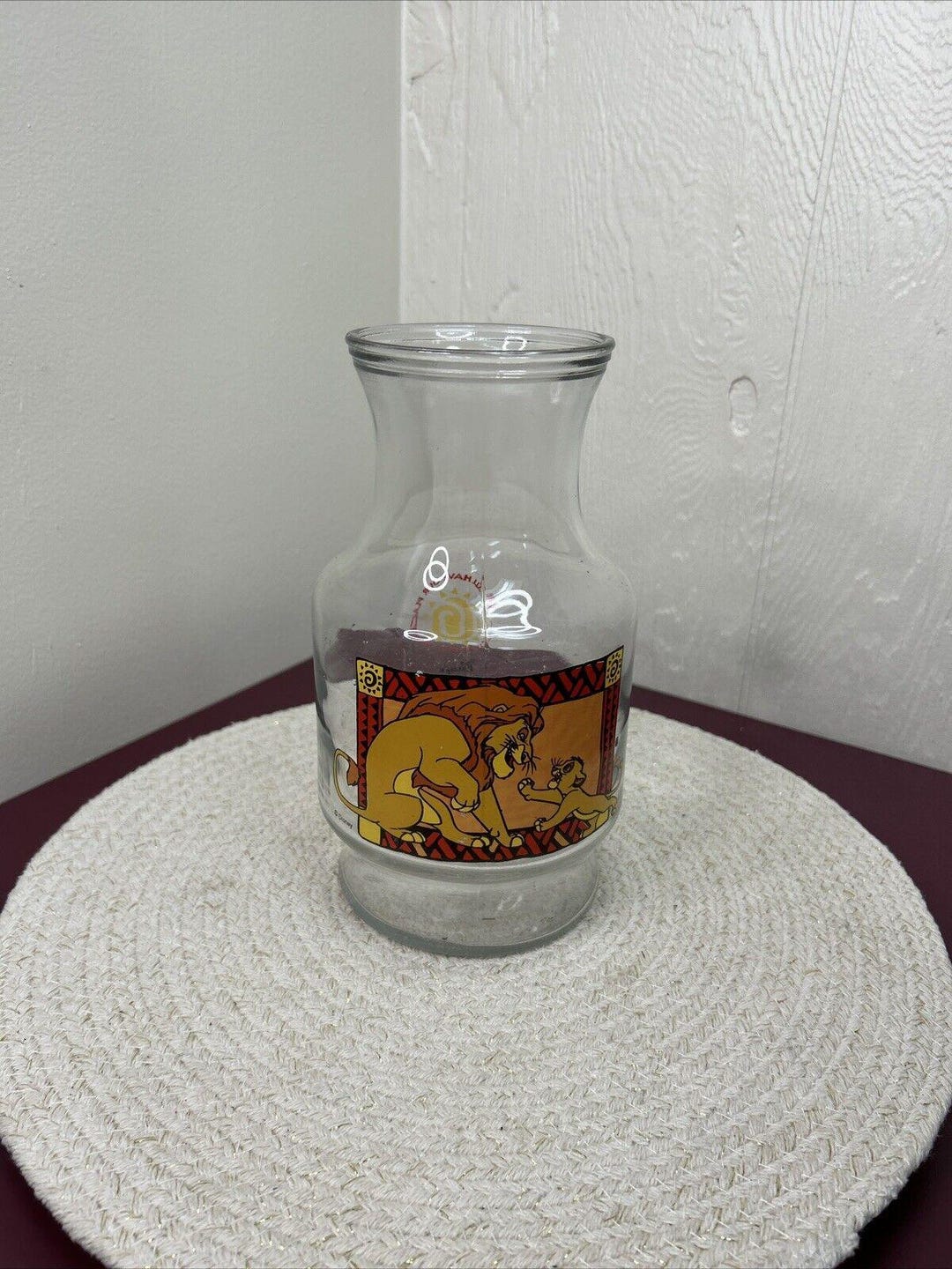 Disney Anchor Hocking Lion King Simba Mufasa 8.5 Carafe Pitcher Circle ...