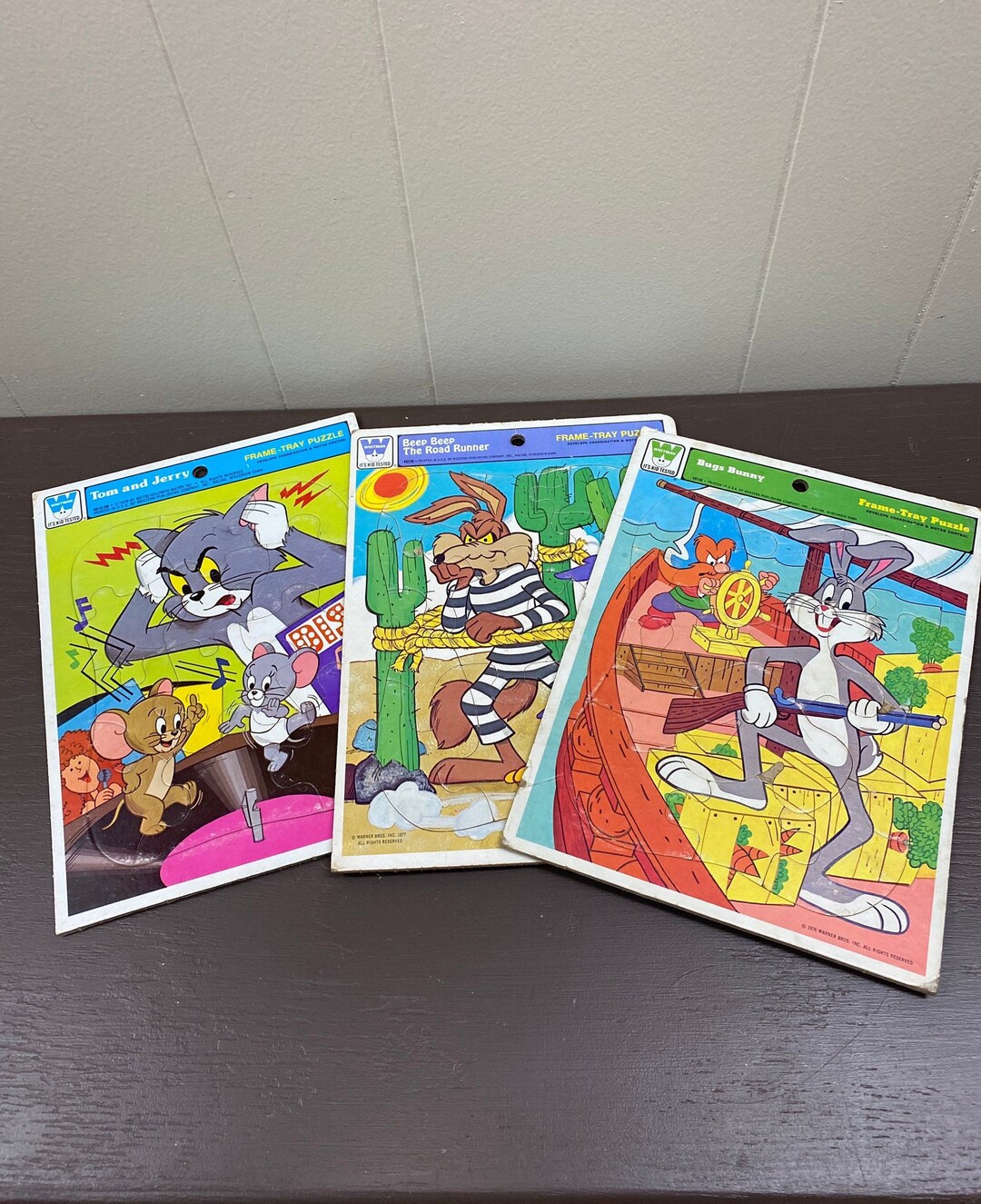 Set of 3 Whitman Frame Tray Puzzle Board Puzzles Road Runner Tom and ...