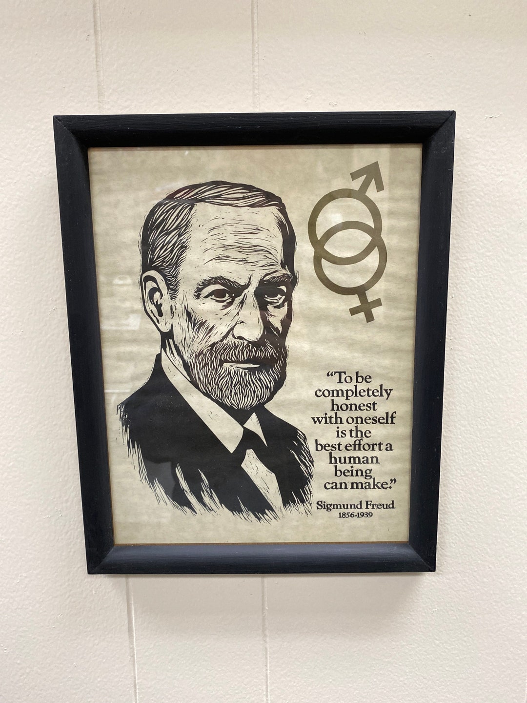 Framed Pen and Ink Drawing on Parchment Sigmund Freud With Quote - Etsy