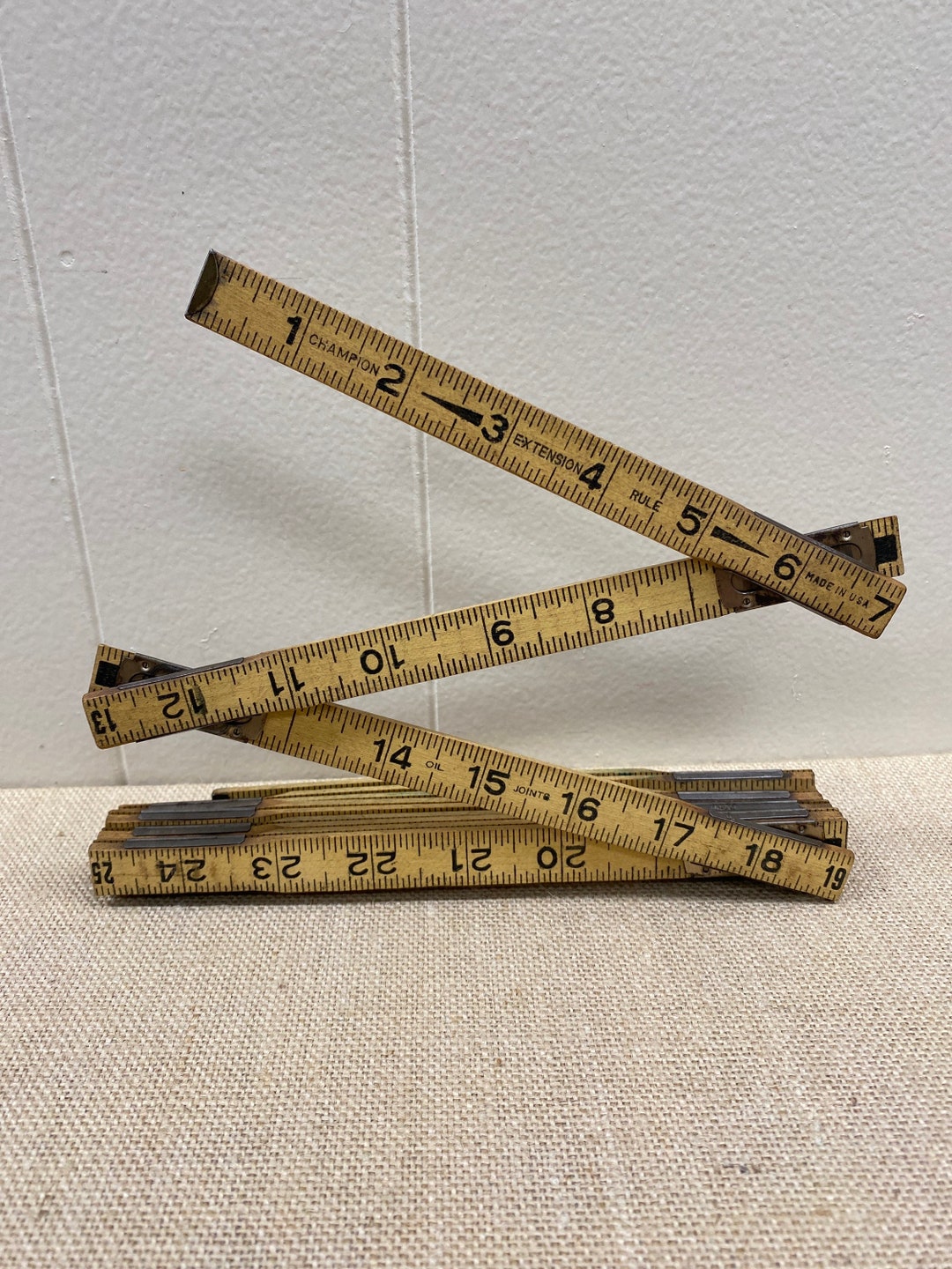 Vintage Folding Champion Extension Ruler Wood With Metal Joints Made in ...