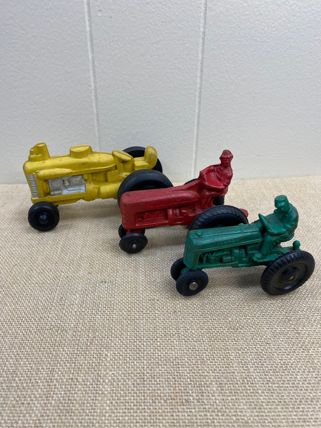 Collection Lot of 3 Vintage Rubber Toy Tractors Graduating Sizes Auburn ...