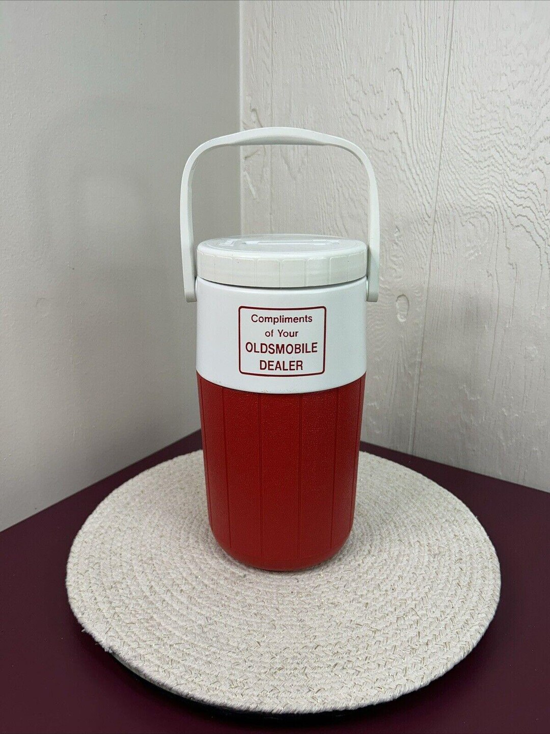 1986 Coleman #5590 Water Cooler Red Jug Compliments of Your Oldsmobile ...