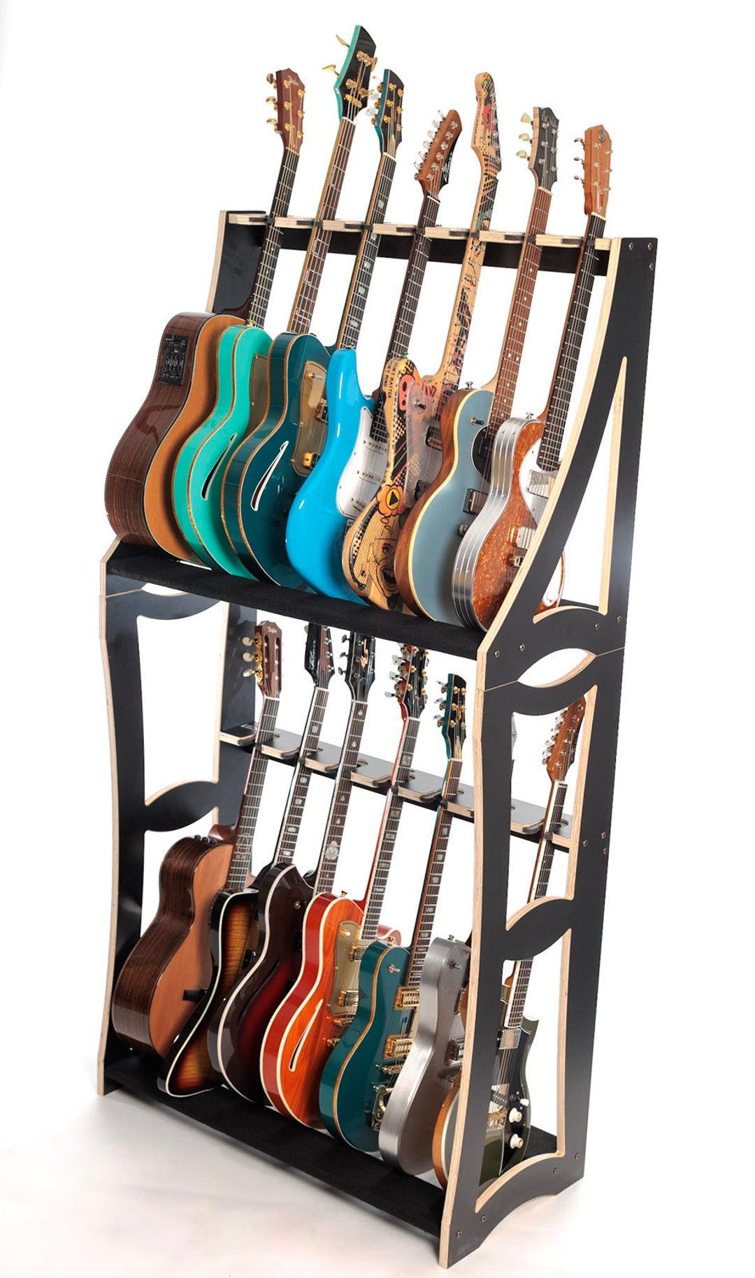 DRS Racks Ab14-black **14 Space Stacking Guitar Stand** - Etsy
