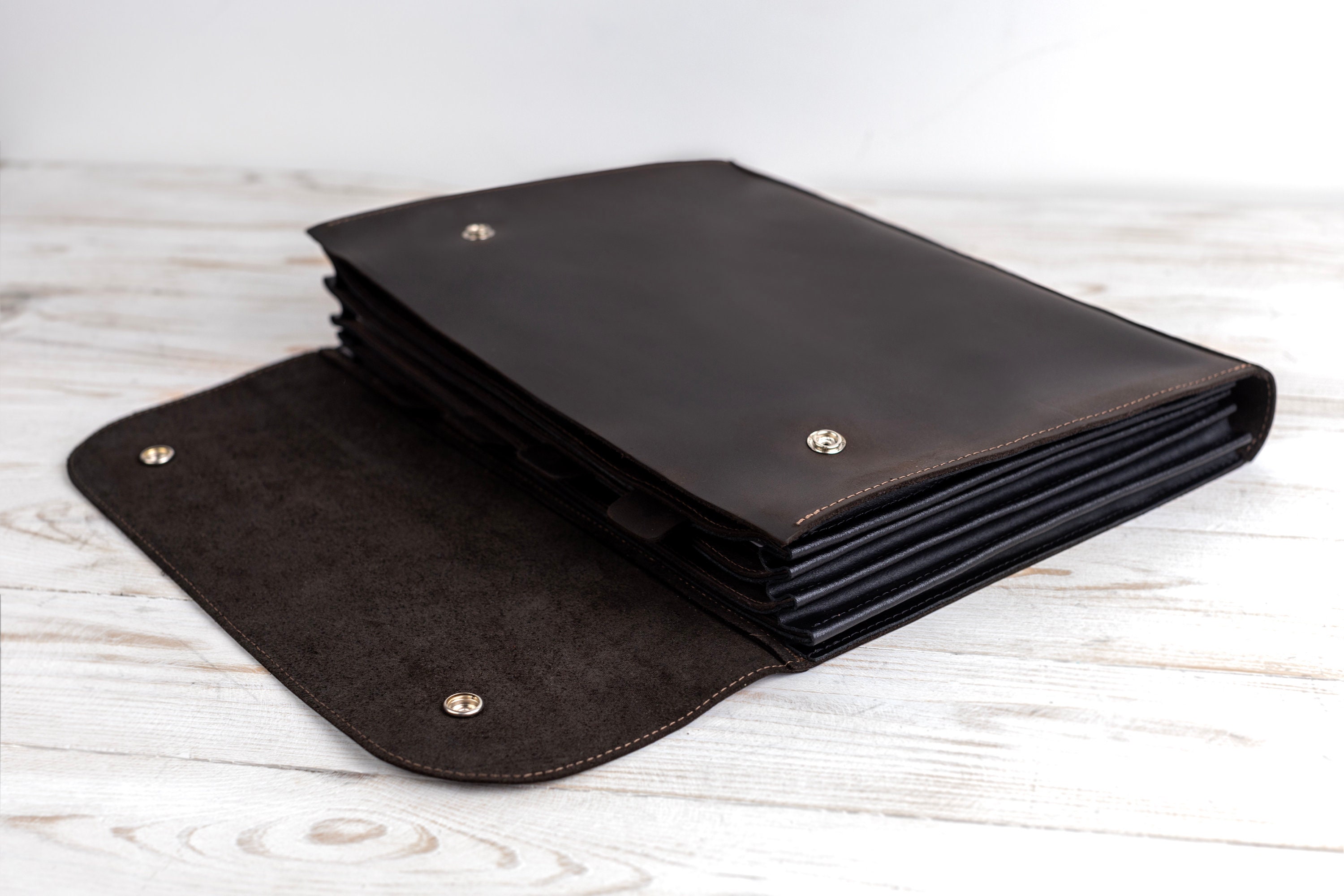 Leather File Folder, Accordian File Organizer, Leather Holder A4 for ...