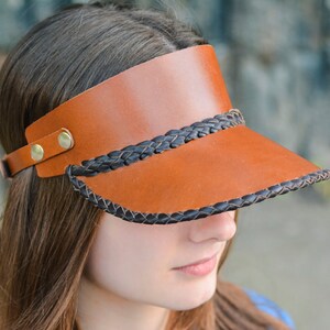 Red Leather Visor Hat, Visor Cap, Brown Leather Visor for Women ...