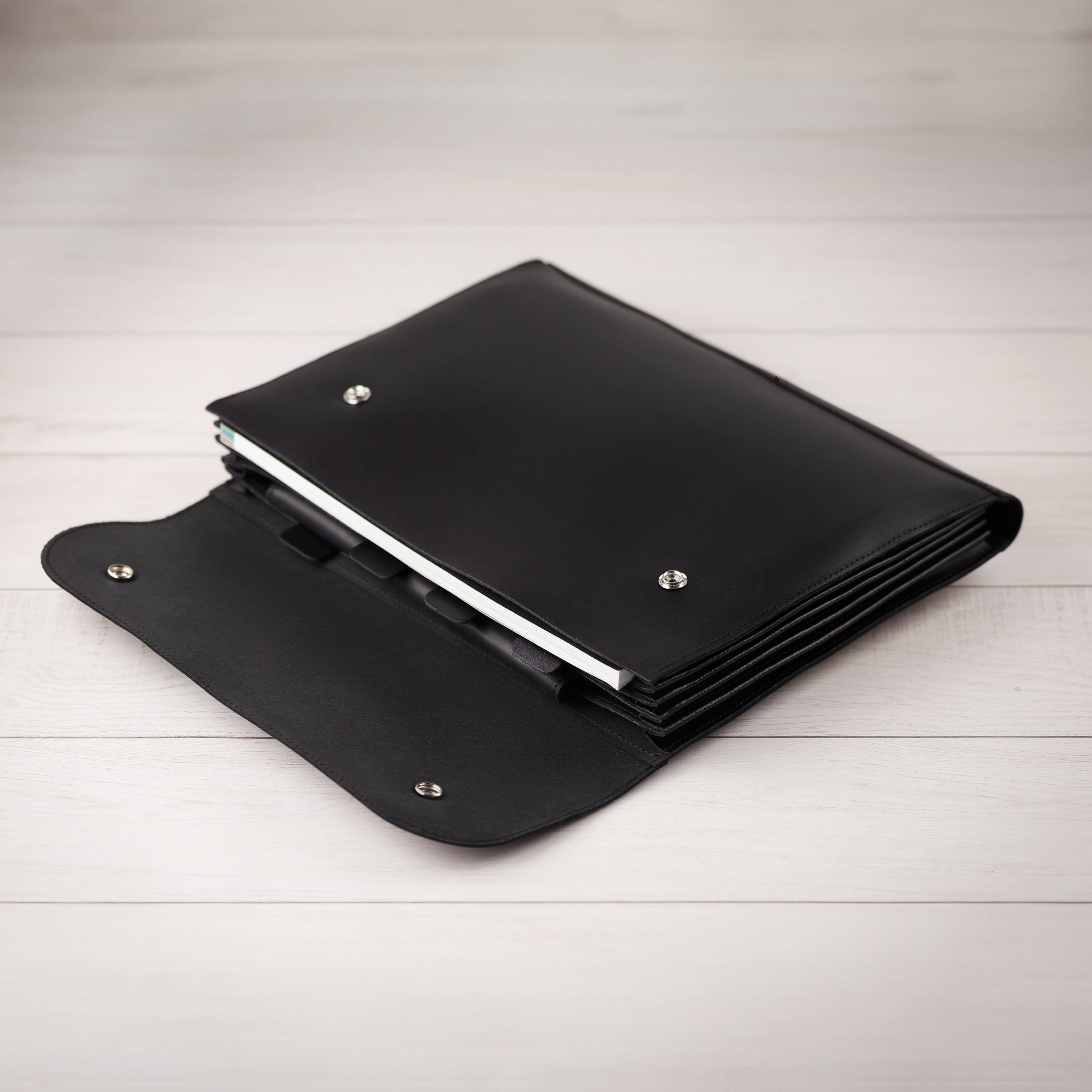 Leather Folder A4 for Documents, Accordian File Organizer, Leather ...