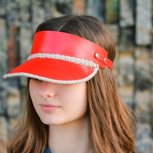 Red Leather Visor Hat, Visor Cap, Brown Leather Visor for Women ...