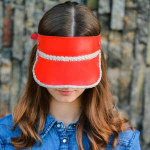 Red Leather Visor Hat, Visor Cap, Brown Leather Visor for Women ...