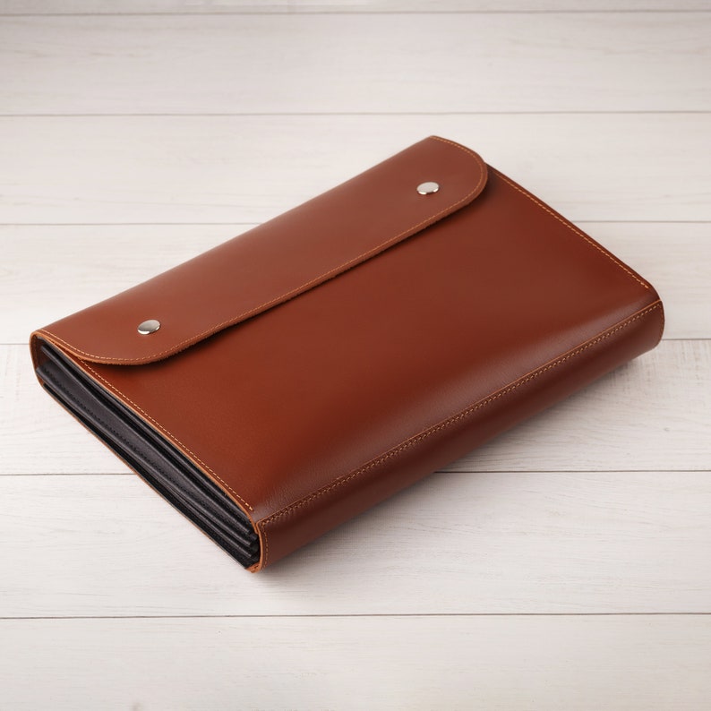 Leather File Folder, Accordian File Organizer, Leather Holder A4 for ...