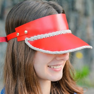 Red Leather Visor Hat, Visor Cap, Brown Leather Visor for Women ...