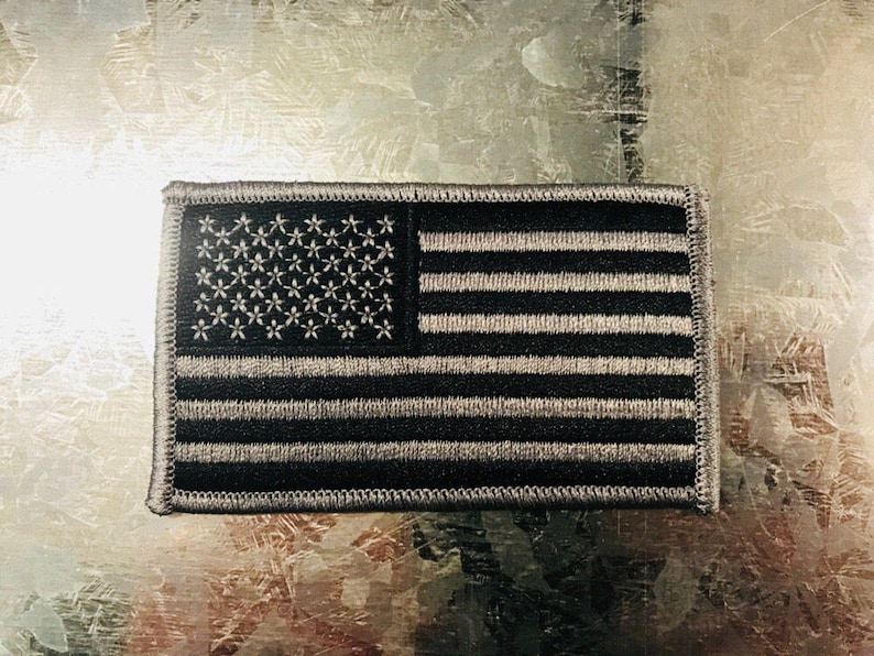 American Flag Patch 2"x3.5" USA Black and Silver Border Subdued ...
