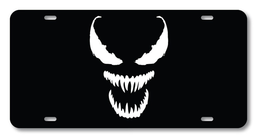 Venom Eyes License Plate - Evil Villain - Aluminum Black and White ...