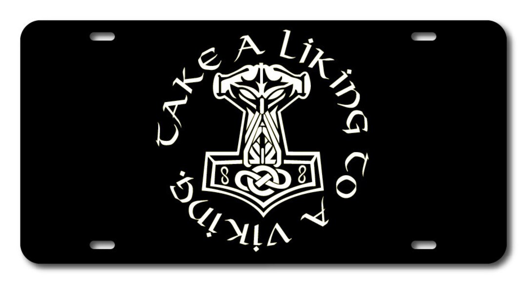 Take a Liking to a Viking License Plate - Thors Hammer - Aluminum Black ...