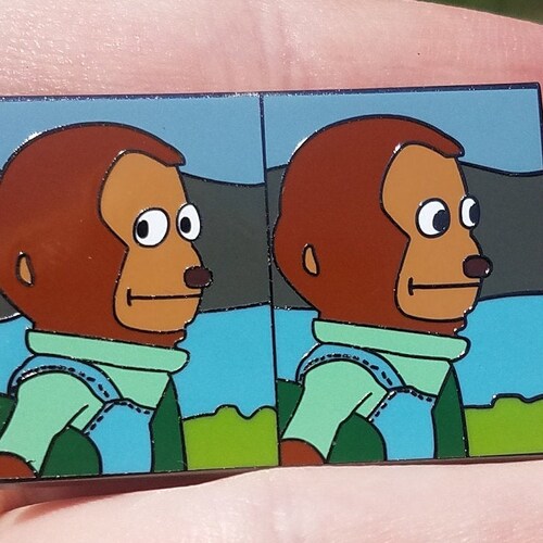 Monkey Puppet Reaction Meme Enamel Pin Awkward Look Monkey | Etsy