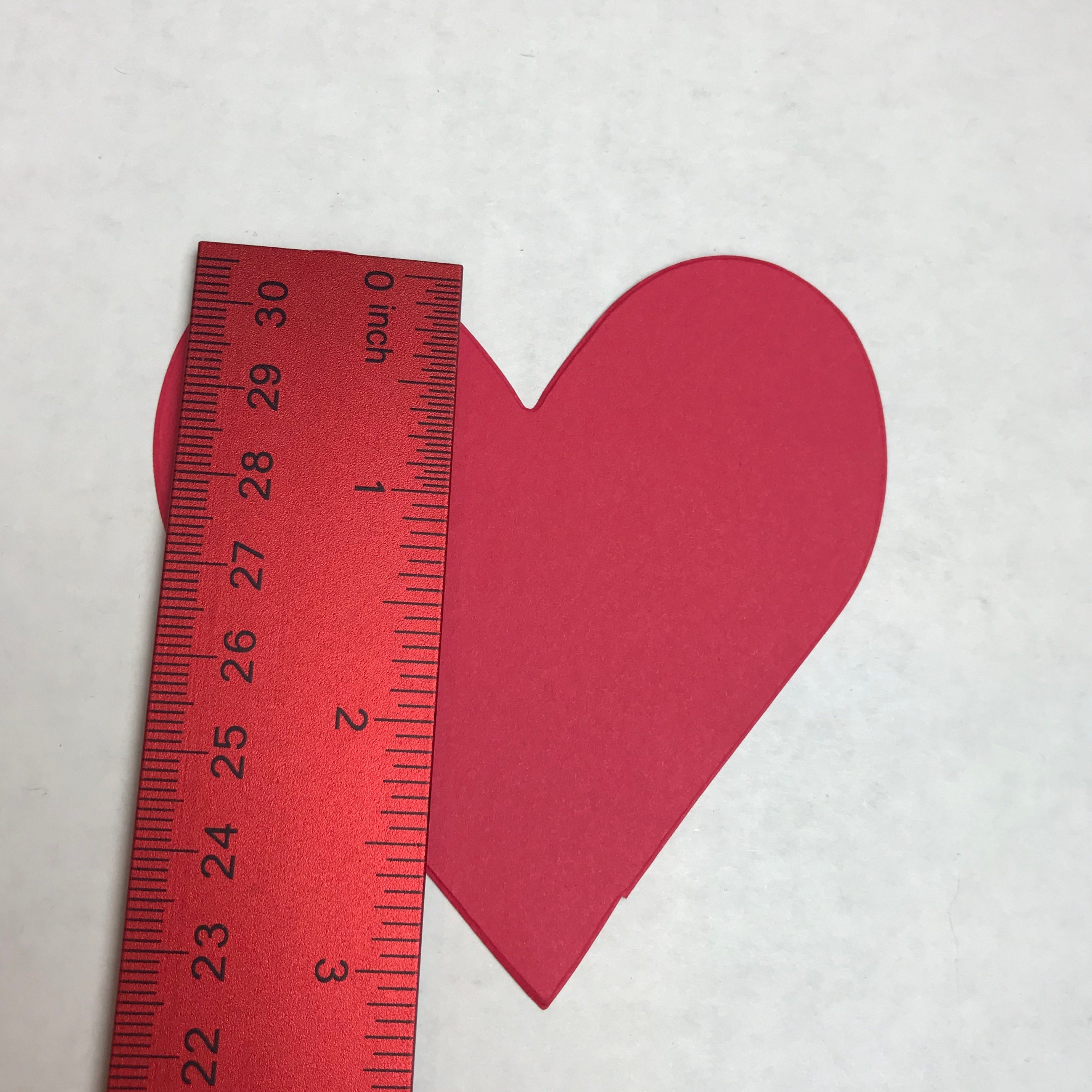 30 Paper Card Stock Hearts Set - Red - 3-1/4" Heart Cut Outs - Die Cut ...