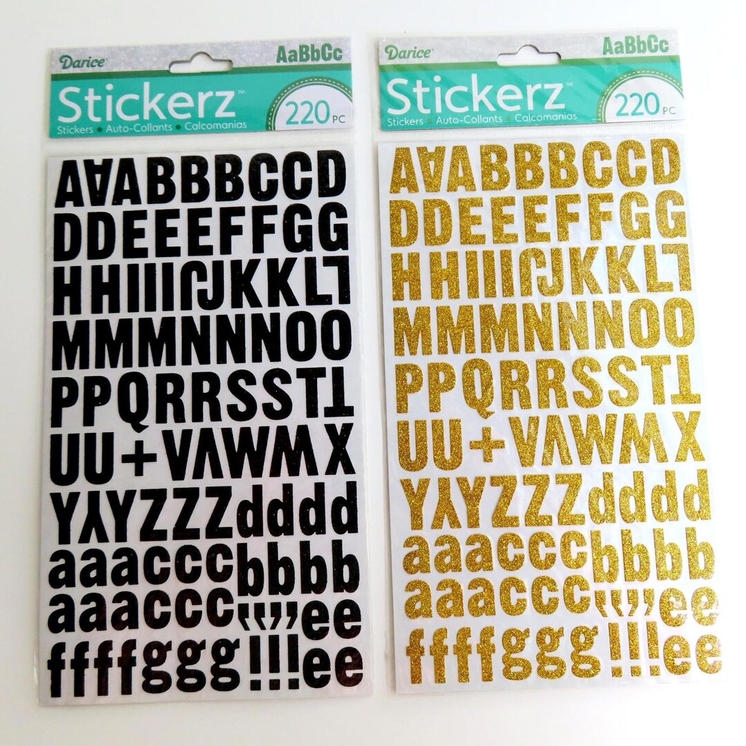 Gold & Black Glitter Alphabet Stickers - 440pc 1" - Darice NOS - Etsy