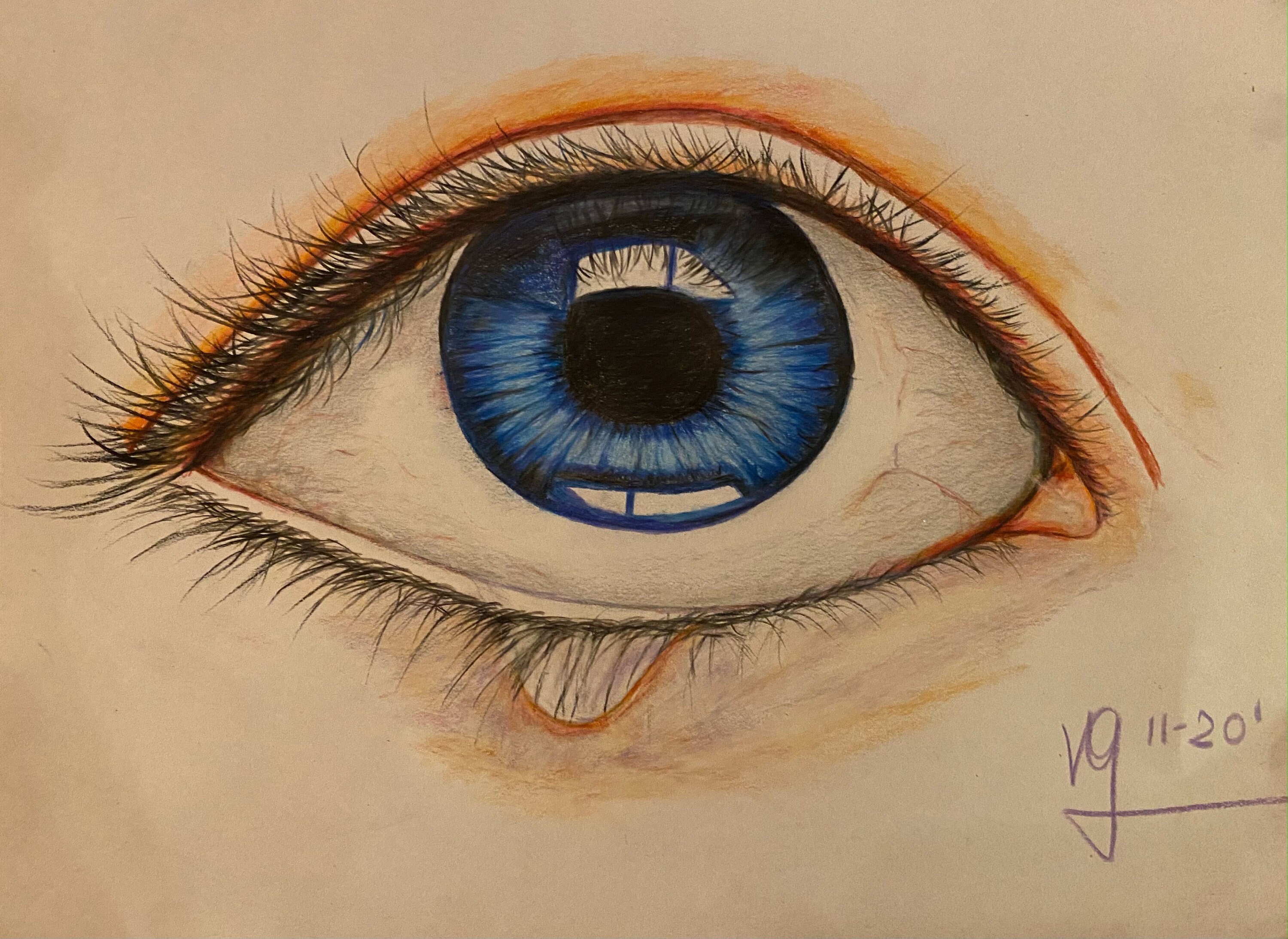 Small Golden Frame Crying Eye Painting Wall Decor for Home - Etsy