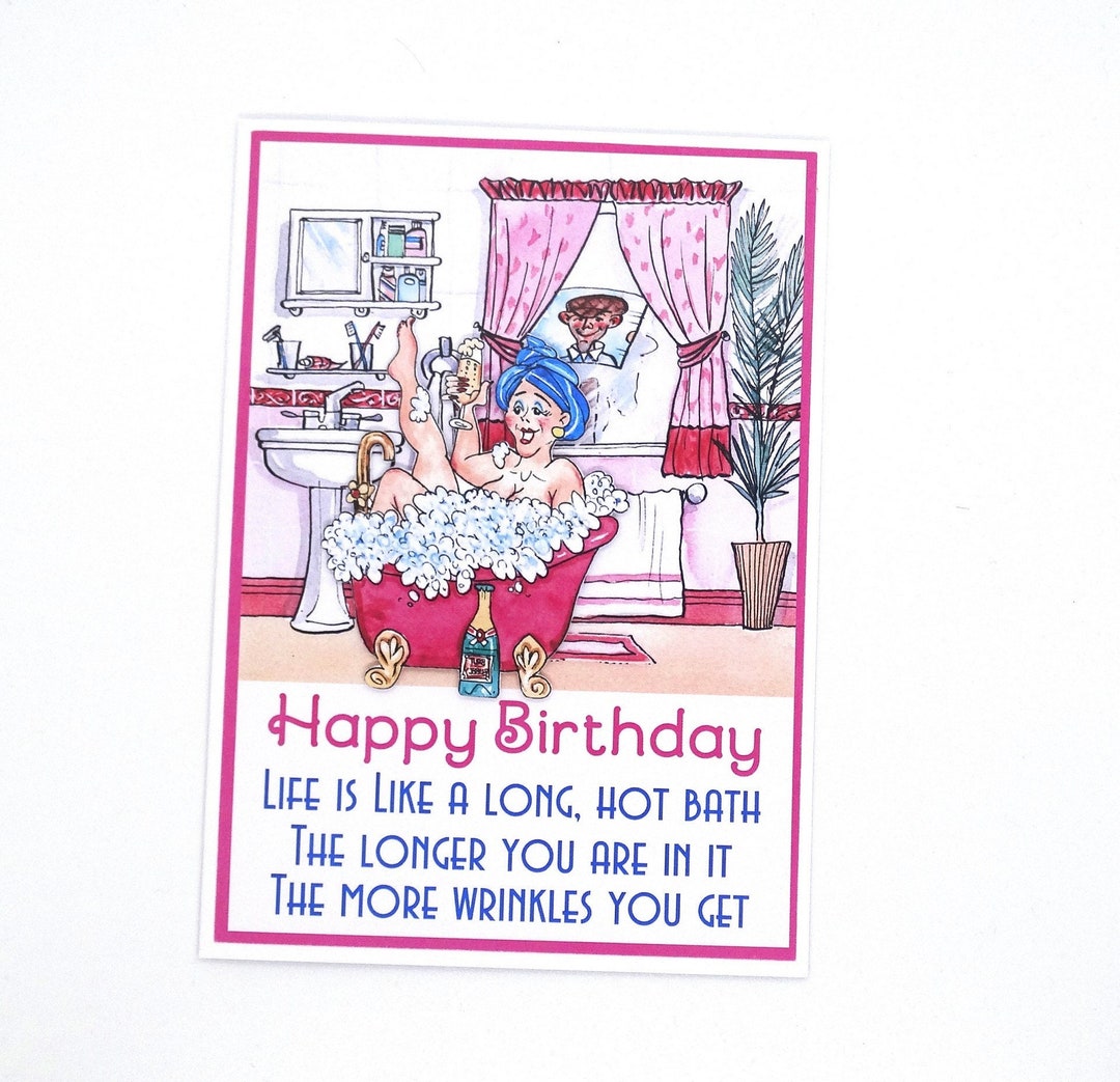 Funny Birthday Card: Cheeky Bath Lady Design - Etsy