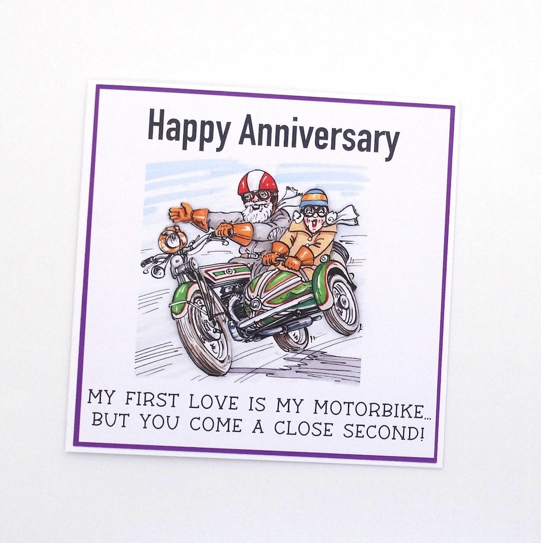 Biker Anniversary Card, Funny Anniversary Card for Wife or Husband ...