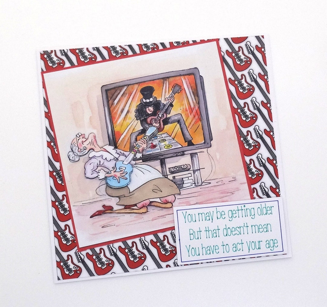Old Rocker Birthday Card Guitar Player Birthday Card Funny - Etsy