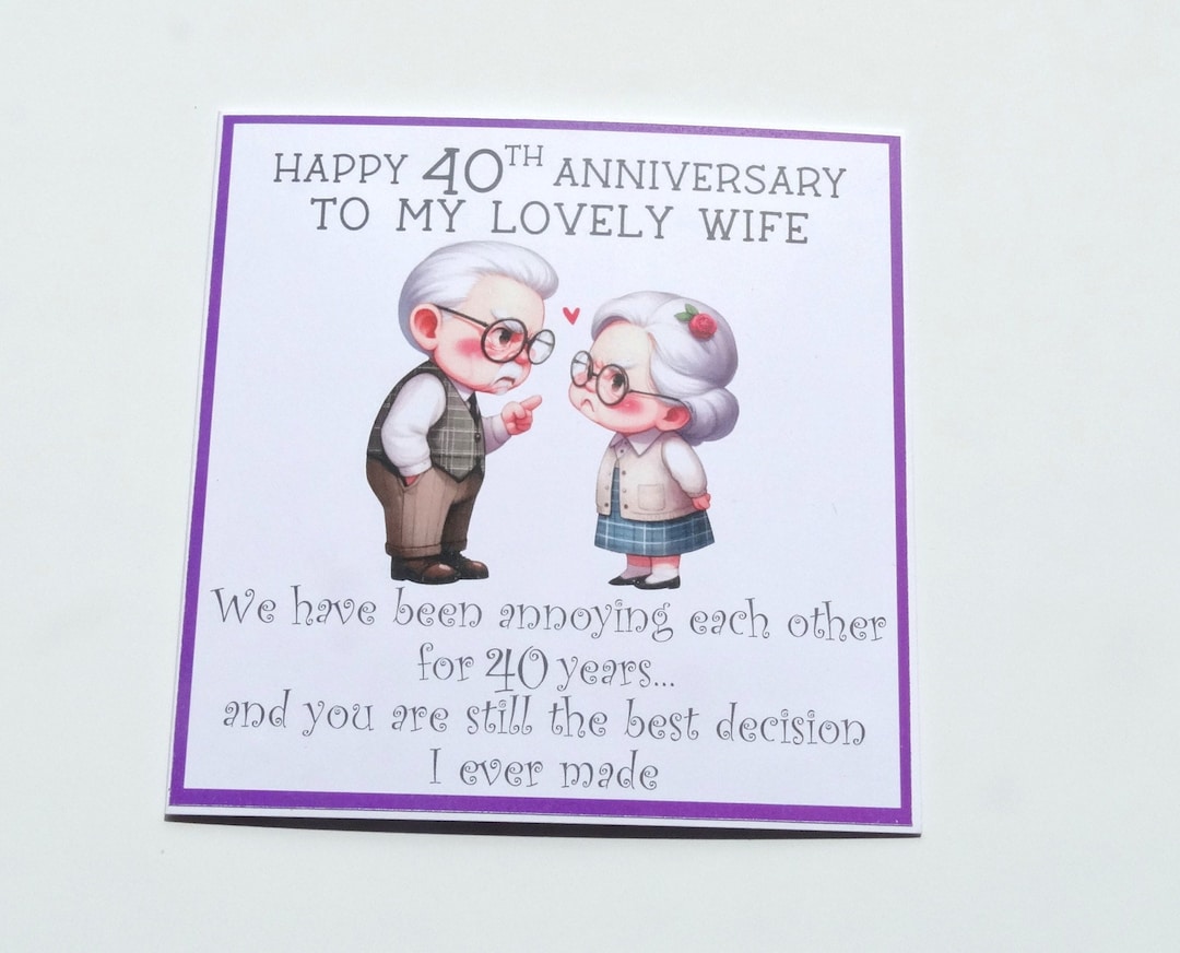 40th Wedding Anniversary Card for Wife, Funny 40th Anniversary Card ...