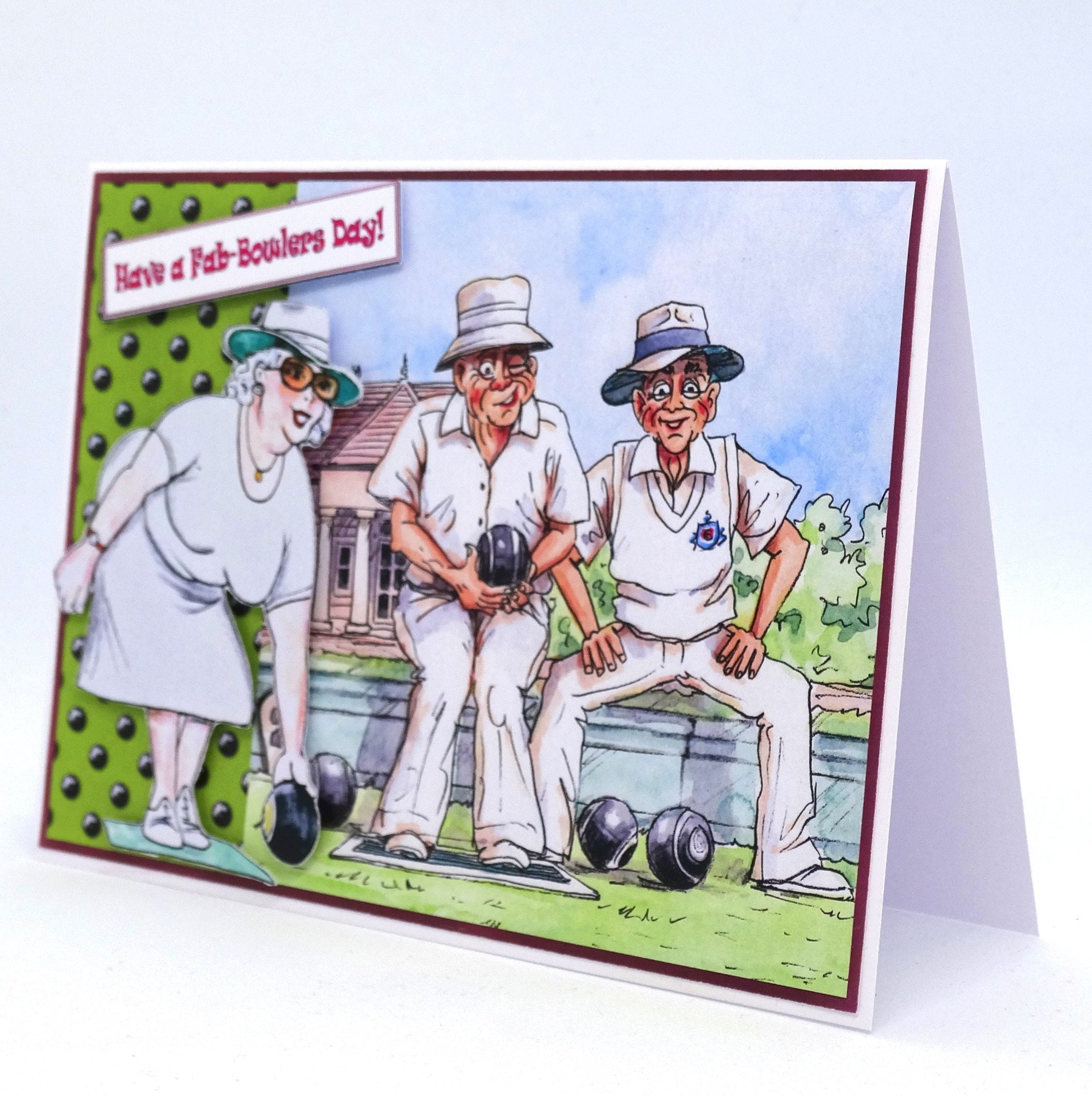 Fun Bowling Birthday Card Funny Grass Bowls Birthday Card for Men or ...