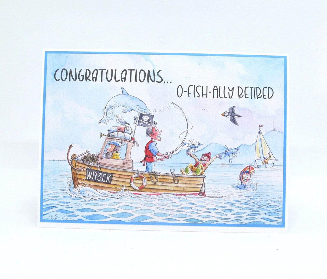 Fun Fishing Retirement Card, Fishing Boat Retirement Card - Etsy UK
