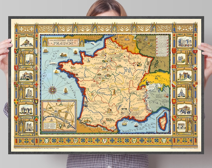 France Illustrated Map / Print /wall Art / Travel Gift - Etsy