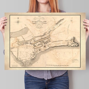 Burntisland Vintage Map | Old Map of Burnt Island | Wall Art Print ...