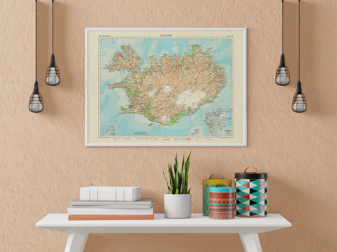 Old Map of Iceland 1955 Vintage Map of Iceland Retro Map - Etsy UK
