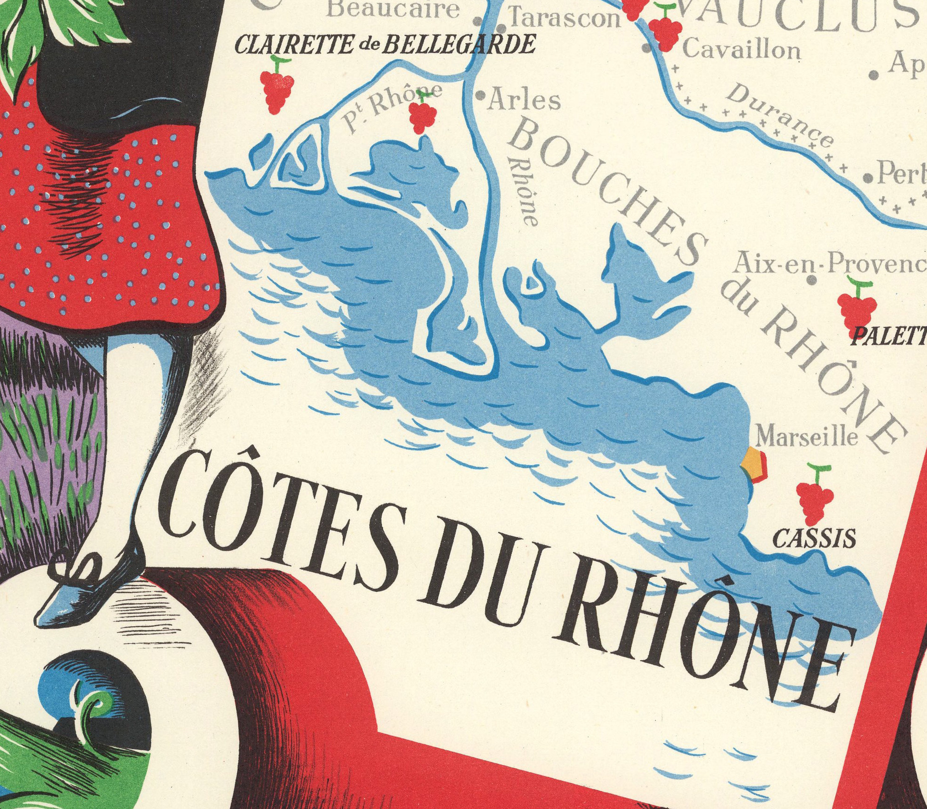 Cotes Du Rhone Vineyard Pictorial Map the Vineyards of - Etsy UK