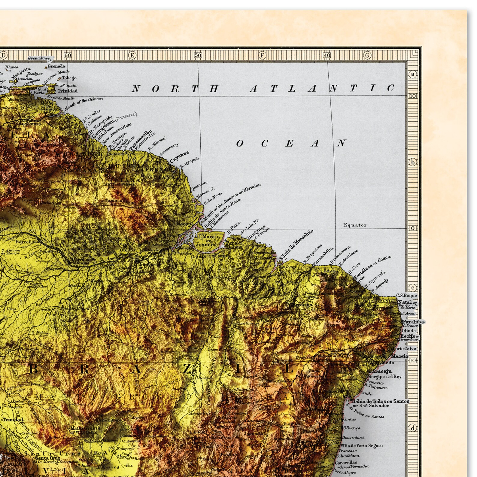South America Map Elevation Map 2D Giclée Vintage Poster - Etsy