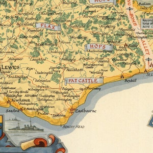 Sussex Map | Old 19th Century Map | United Kingdom's Counties |fine ...