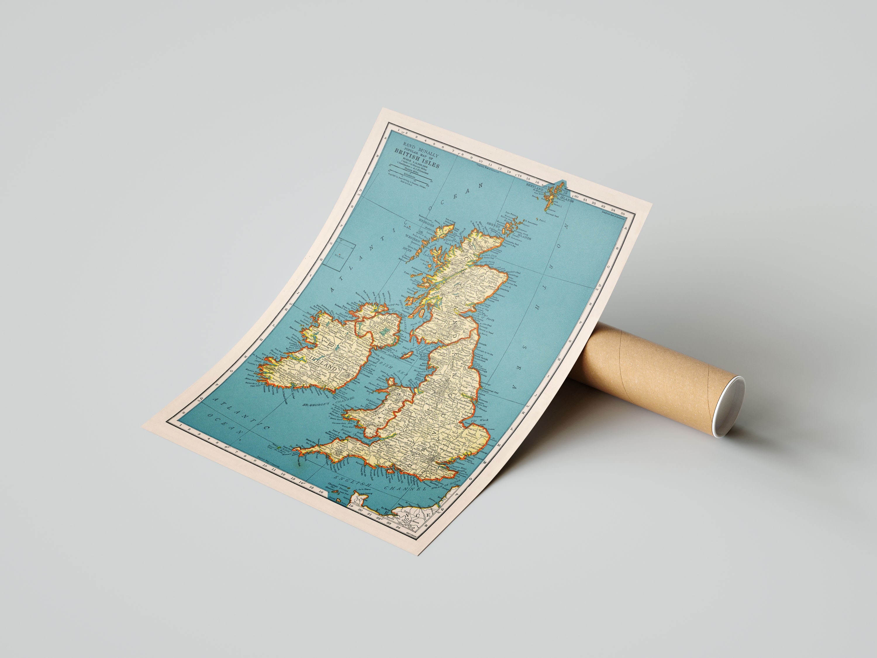 Popular Map of British Isles | Vintage Poster Wall Art Print | Rand ...